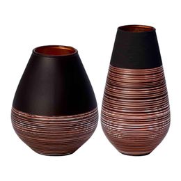 Villeroy & Boch Dekovase VILLEROY & BOCH "Vasen-Set Soliflor Manufacture Swirl 2er Set schwarz-kupfer", bunt (schwarz, kupfer), B:2cm H:2cm T:2cm, Vasen