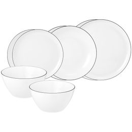 Geschirr-Set Seltmann Weiden "Einsteiger-Set Lido Black Line 8er Set wei&szlig;", wei&szlig;, 8, Porzellan, Geschirr-Sets, Geschirr-Set, Sp&uuml;lmaschinengeeignet, Mikrowellenfest, Ofenfest