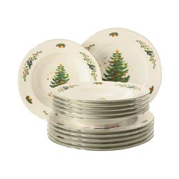 Geschirr-Set Seltmann Weiden "Tafelservice Marieluise Weihnachten 12er Set bunt", bunt, 12, Porzellan, Geschirr-Sets, Geschirr-Set, Sp&uuml;lmaschinenfest, Mikrowellensicher