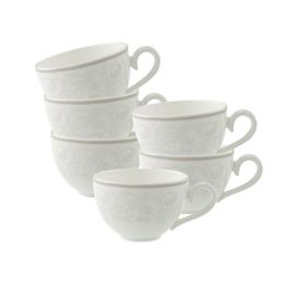 Villeroy & Boch Tasse VILLEROY & BOCH "Kaffeetassen Gray Pearl 120 ml 6er Set wei&szlig;", wei&szlig;, B:9cm H:6,1cm, Porzellan, Trinkgef&auml;&szlig;e, Tasse, Sp&uuml;lmaschinengeeignet, Mikrowellengeeignet