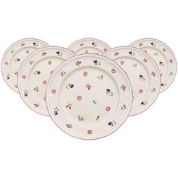 Villeroy & Boch Speiseteller VILLEROY & BOCH "Speiseteller Petite Fleur &oslash; 26,7 cm 6er Set wei&szlig;", wei&szlig;, B:26,7cm H:3cm L:26,7cm T:26,7cm &Oslash;:26,7cm, Speiseteller, Speiseteller, Sp&uuml;lmaschinengeeignet, Mikrowellengeeignet