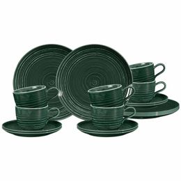 Geschirr-Set Seltmann Weiden "Kaffeeservice Terra 18er Set", gr&uuml;n (moosgr&uuml;n), 18, Porzellan, Geschirr-Sets, Geschirr-Set, Sp&uuml;lmaschinenfest, Mikrowellensicher, Ofenfest