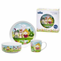 Kindergeschirr-Set Van Well "Kindergeschirr Set Prinzessin 3er Set bunt", bunt, 3, Porzellan, Geschirr-Sets, Sp&uuml;lmaschinengeeignet, Mikrowellenfest