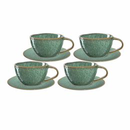 Tasse Leonardo "Cappuccinotassen Matera 180 ml 4er Set", gr&uuml;n, B:2cm H:2cm, Keramik, Trinkgef&auml;&szlig;e, Tasse, Ideal f&uuml;r den Alltag, sp&uuml;lmaschinengeeignet, mikrowellengeeignet