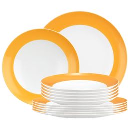 Geschirr-Set Seltmann Weiden "Tafelservice Liberty Pure Colors 12er Set", orange (mango orange), 12, Porzellan, Geschirr-Sets, Geschirr-Set, Sp&uuml;lmaschinenfest, Mikrowellensicher, Ofenfest
