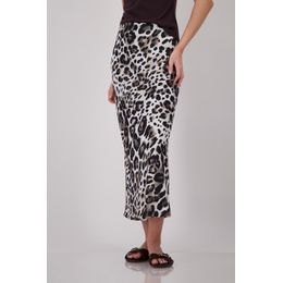Maxirock monari "Rock Leo Allover", Damen, Gr. 34, braun gem, Web, Obermaterial: 96% Polyester, 4% Elasthan, gemustert, regular fit lang, R&ouml;cke Maxirock, Regular fit mit Leomuster