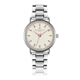 Quarzuhr PHILIPP BLANC "PA1-B090S", silber, Armbanduhren, Herren, Quarzuhr