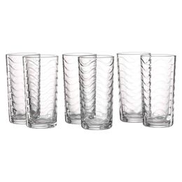 Ritzenhoff & Breker Longdrinkglas RITZENHOFF & BREKER "Longdrinkgl&auml;ser WAVE 250 ml 6er Set transparent", bunt (transparent), B:2cm H:2cm, Glas, Trinkgef&auml;&szlig;e