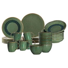 Geschirr-Set Leonardo "Tafelservice Matera 30er Set", gr&uuml;n, 30, Keramik, Geschirr-Sets, Geschirr-Set, Ideal f&uuml;r den Alltag, sp&uuml;lmaschinengeeignet, mikrowellengeeignet