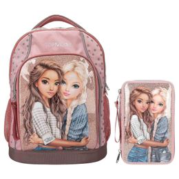 Rucksack Depesche "Schul-Set DOTS TOPModel 2er Set flieder", Kinder, Gr. B/H/T: 2cm x 2cm x 2cm, flieder, Polyester, Rucks&auml;cke Rucksack