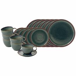 Geschirr-Set "Kaffeeservice Crafted 18er Set", gr&uuml;n (breeze), 18, Porzellan, LIKE. BY VILLEROY & BOCH, Geschirr-Sets, Geschirr-Set, Sp&uuml;lmaschinengeeignet, Mikrowellengeeignet
