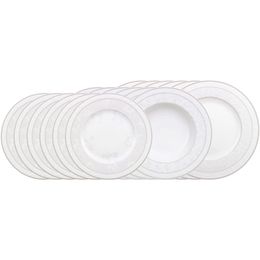 Villeroy & Boch Geschirr-Set VILLEROY & BOCH "Teller-Set Gray Pearl 18er Set wei&szlig;", wei&szlig;, 18, Porzellan, Geschirr-Sets, Geschirr-Set, Sp&uuml;lmaschinengeeignet, Mikrowellengeeignet