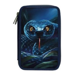 Buntstift Depesche "2-Fach Federtasche Schlange Adventure World 5,5 x 12 x 19 cm blau-gr&uuml;n", Kinder, bunt (blau, gr&uuml;n), Kunststoff, Stifte