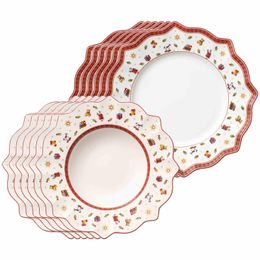 Villeroy & Boch Geschirr-Set VILLEROY & BOCH "Tafelservice Toy's Delight 12er Set wei&szlig;", wei&szlig;, 12, Porzellan, Geschirr-Sets, Geschirr-Set, Mikrowellengeeignet