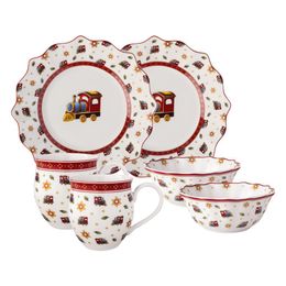 Villeroy & Boch Geschirr-Set VILLEROY & BOCH "Fr&uuml;hst&uuml;cks-Set Lokomotive Toy's Delight 6er Set bunt", bunt, 6, Porzellan, Geschirr-Sets, Geschirr-Set, Handw&auml;sche wird empfohlen