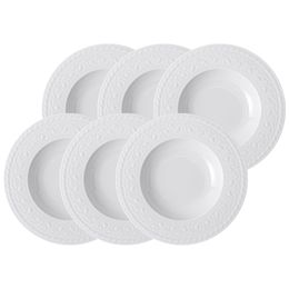 Villeroy & Boch Suppenteller VILLEROY & BOCH "Suppenteller Cellini &oslash; 24 cm 6er Set wei&szlig;", wei&szlig;, B:2cm H:2cm L:2cm T:2cm &Oslash;:24cm, Speiseteller, Sp&uuml;lmaschinengeeignet, Mikrowellenfest