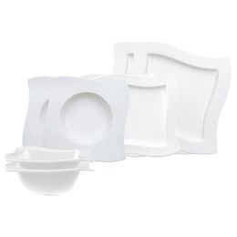 Villeroy & Boch Geschirr-Set VILLEROY & BOCH "Einsteiger-Set NewWave 8er Set wei&szlig;", wei&szlig;, 8, Porzellan, Geschirr-Sets, Geschirr-Set, Sp&uuml;lmaschinengeeignet, Mikrowellengeeignet
