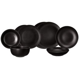 Geschirr-Set Seltmann Weiden "Einsteiger-Set Liberty Velvet Black 8er Set schwarz", schwarz, 8, Porzellan, Geschirr-Sets, Geschirr-Set, Sp&uuml;lmaschinenfest, Mikrowellensicher, Ofenfest