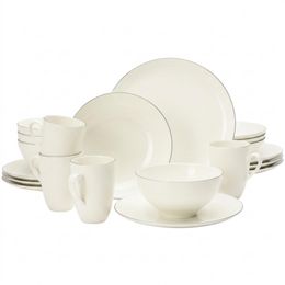 Geschirr-Set Seltmann Weiden "Kombiservice Savona Grey Line 20er Set creme", beige (creme), 20, Porzellan, Geschirr-Sets, Geschirr-Set, Sp&uuml;lmaschinenfest, Mikrowellensicher, Ofenfest