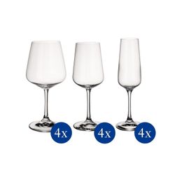 Villeroy & Boch Gl&auml;ser-Set VILLEROY & BOCH "Wein- und Sektgl&auml;ser Ovid 12er Set transparent", bunt (transparent), B:2cm H:2cm, Glas, Trinkgef&auml;&szlig;e, Sp&uuml;lmaschinengeeignet