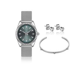 Quarzuhr MARC LAUDER "SMD9-2", silber, Armbanduhren, Damen, Quarzuhr