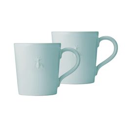 Becher LA ROCH&Egrave;RE FRANCE "Henkelbecher Biene 520 ml 2er Set blau", blau, B:10cm H:11cm &Oslash;:10cm, Keramik, Trinkgef&auml;&szlig;e, Becher, Sp&uuml;lmaschinengeeignet, Mikrowellengeeignet