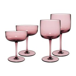Gl&auml;ser-Set "Wein- und Sektgl&auml;ser Like Glass 4er Set", pink (grape), B:2cm H:2cm, Glas, LIKE. BY VILLEROY & BOCH, Trinkgef&auml;&szlig;e, Handw&auml;sche wird empfohlen
