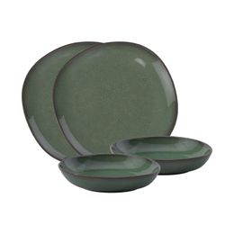 Geschirr-Set "Tafel-Set Lave 4er Set", gr&uuml;n (vert), 4, Steingut, LIKE. BY VILLEROY & BOCH, Geschirr-Sets, Geschirr-Set, Sp&uuml;lmaschinenfest, Mikrowellensicher