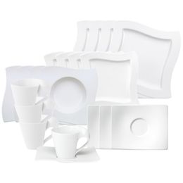 Villeroy & Boch Geschirr-Set VILLEROY & BOCH "Kombiservice NewWave 20er Set wei&szlig;", wei&szlig;, 20, Porzellan, Geschirr-Sets, Geschirr-Set, Sp&uuml;lmaschinengeeignet, Mikrowellenfest