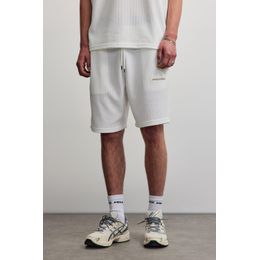 Sweatshorts Pegador "LAGOS SOFT RIB SHORTS", Herren, Gr. L, N-Gr, washed warm wei&szlig;, Interlock, Obermaterial: 100% Polyester, bedruckt, unifarben, regular fit normal, Hosen Sweatshorts