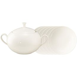 Geschirr-Set Seltmann Weiden "Suppen-Set Savona Fine Diamond 7er Set creme", beige (creme), 7, Porzellan, Geschirr-Sets, Geschirr-Set, Sp&uuml;lmaschinenfest, Mikrowellensicher, Ofenfest