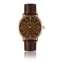 Quarzuhr PHILIPP BLANC "PB7-S038R", braun, Armbanduhren, Damen, Quarzuhr