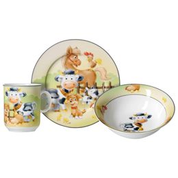 Ritzenhoff & Breker Kindergeschirr-Set RITZENHOFF & BREKER "Kindergeschirr Hoftiere bunt", bunt, 3, Porzellan, Geschirr-Sets, Sp&uuml;lmaschinengeeignet