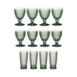 Villeroy & Boch Gl&auml;ser-Set VILLEROY & BOCH "Wein- & Longdrinkgl&auml;ser Boston Coloured 12er Set", gr&uuml;n, B:2cm H:2cm, Glas, Trinkgef&auml;&szlig;e, Sp&uuml;lmaschinenfest
