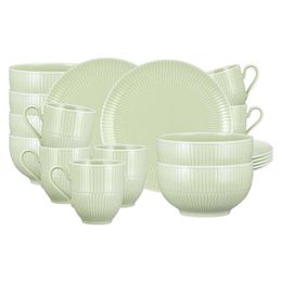 Geschirr-Set Seltmann Weiden "Fr&uuml;hst&uuml;cks-Set Amina 18er Set", gr&uuml;n (seladon), 18, Porzellan, Geschirr-Sets, Geschirr-Set, Sp&uuml;lmaschinenfest, Mikrowellensicher, Ofenfest