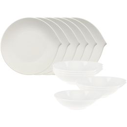 Villeroy & Boch Geschirr-Set VILLEROY & BOCH "Tafelservice Flow 12er Set wei&szlig;", wei&szlig;, 12, Porzellan, Geschirr-Sets, Geschirr-Set, Sp&uuml;lmaschinengeeignet, Mikrowellenfest