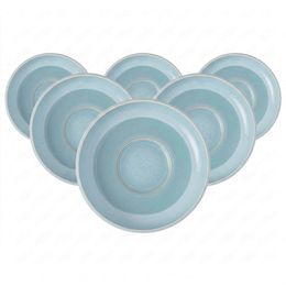 Untertasse "Espressountertassen Perlemor Aqua &oslash; 12 cm 6er Set blau", blau, B:12cm H:2,3cm L:12cm T:12cm &Oslash;:12cm, LIKE. BY VILLEROY & BOCH, Speiseteller, Sp&uuml;lmaschinengeeignet, Mikrowellengeeignet