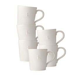 Becher LA ROCH&Egrave;RE FRANCE "Henkelbecher Biene 520 ml 6er Set natur", beige (natur), B:10cm H:11cm &Oslash;:10cm, Keramik, Trinkgef&auml;&szlig;e, Becher, Sp&uuml;lmaschinengeeignet, Mikrowellengeeignet