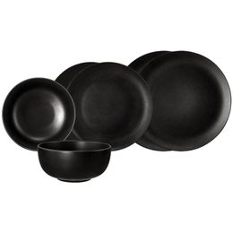 Geschirr-Set Seltmann Weiden "Basic-Set Liberty Velvet Black 6er Set schwarz", schwarz, 6, Porzellan, Geschirr-Sets, Geschirr-Set, Sp&uuml;lmaschinenfest, Mikrowellensicher, Ofenfest