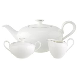 Villeroy & Boch Teekanne VILLEROY & BOCH "Teezubeh&ouml;r Set Anmut Platinum No.1 3er Set wei&szlig;", wei&szlig;, B:2cm H:2cm, Kannen, Sp&uuml;lmaschinengeeignet