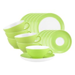 Geschirr-Set Seltmann Weiden "Teeservice Liberty Pure Colors 18er Set", gr&uuml;n (lime gr&uuml;n), 18, Porzellan, Geschirr-Sets, Geschirr-Set, Sp&uuml;lmaschinenfest, Mikrowellensicher, Ofenfest