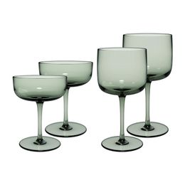 Gl&auml;ser-Set "Wein- und Sektgl&auml;ser Like Glass 4er Set", gr&uuml;n (sage), B:2cm H:2cm, Glas, LIKE. BY VILLEROY & BOCH, Trinkgef&auml;&szlig;e, Handw&auml;sche wird empfohlen
