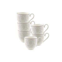 Villeroy & Boch Espressotasse VILLEROY & BOCH "Espressotassen Gray Pearl 70 ml 6er Set wei&szlig;", wei&szlig;, B:6,2cm H:5,9cm, Porzellan, Trinkgef&auml;&szlig;e, Espressotasse, Sp&uuml;lmaschinengeeignet, Mikrowellengeeignet