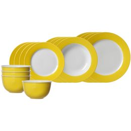 Ritzenhoff & Breker Geschirr-Set RITZENHOFF & BREKER "Einsteiger-Set Doppio 16er Set", gelb, 16, Porzellan, Geschirr-Sets, Geschirr-Set, Sp&uuml;lmaschinenfest