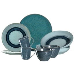 Geschirr-Set Leonardo "Tafelservice Matera 10er Set", blau, 10, Keramik, Geschirr-Sets, Geschirr-Set, Ideal f&uuml;r den Alltag, sp&uuml;lmaschinengeeignet, mikrowellengeeignet