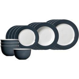 Ritzenhoff & Breker Geschirr-Set RITZENHOFF & BREKER "Einsteiger-Set Doppio 16er Set", anthrazit, 16, Porzellan, Geschirr-Sets, Geschirr-Set, Sp&uuml;lmaschinenfest