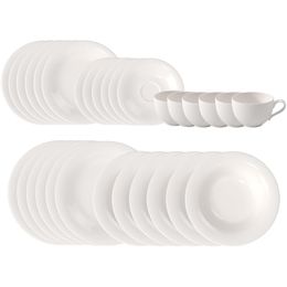 Geschirr-Set "Teller-Set Essential 30er Set wei&szlig;", wei&szlig;, 30, Porzellan, LIKE. BY VILLEROY & BOCH, Geschirr-Sets, Geschirr-Set, Sp&uuml;lmaschinenfest, Mikrowellensicher