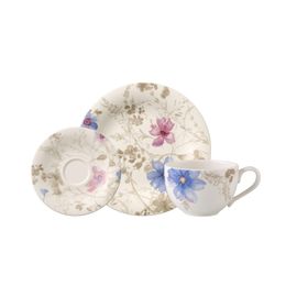Villeroy & Boch Geschirr-Set VILLEROY & BOCH "Kaffeeservice Mariefleur Gris Basic 18er Set bunt", bunt, 18, Porzellan, Geschirr-Sets, Geschirr-Set, Sp&uuml;lmaschinengeeignet, Mikrowellenfest