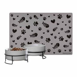 Ritzenhoff & Breker Futternapf RITZENHOFF & BREKER "Katzen&auml;pfe mit Unterlage Taro &oslash; 14 cm 2er Set grau", grau, B:14cm H:7,5cm L:14cm T:14cm &Oslash;:14cm, N&auml;pfe, Sp&uuml;lmaschinengeeignet