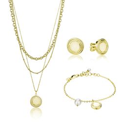 Schmuckset ISABELLA FORD "IS005G", gold, Schmuck_Sets, Damen, First: 40cm, Second: 45cm, Third 50cm. Pendant 25x1,5mm / First: 43cm. Second: 48cm. Pendant diameter: 25x1,5mm. / 155mm., Edelstahl, Schmuckset